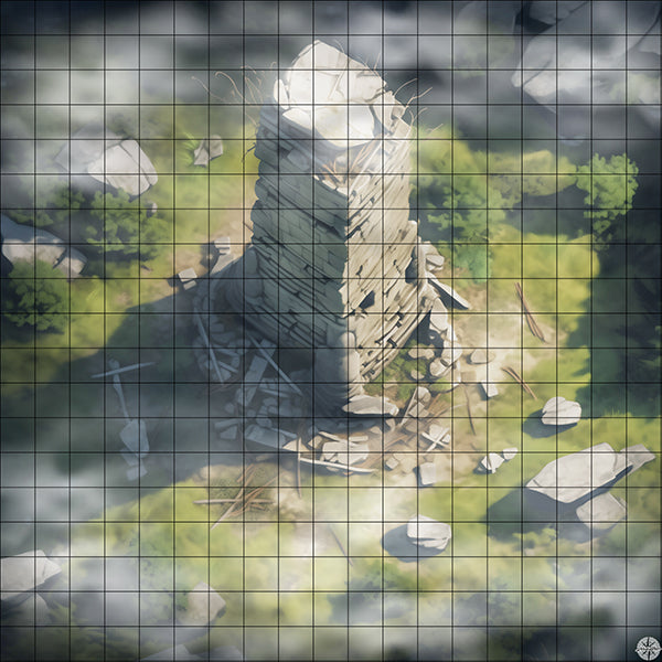 Crumbling Tower Battlemap - TTRPG Map For D&D and Roll20 – Mistcharter Maps