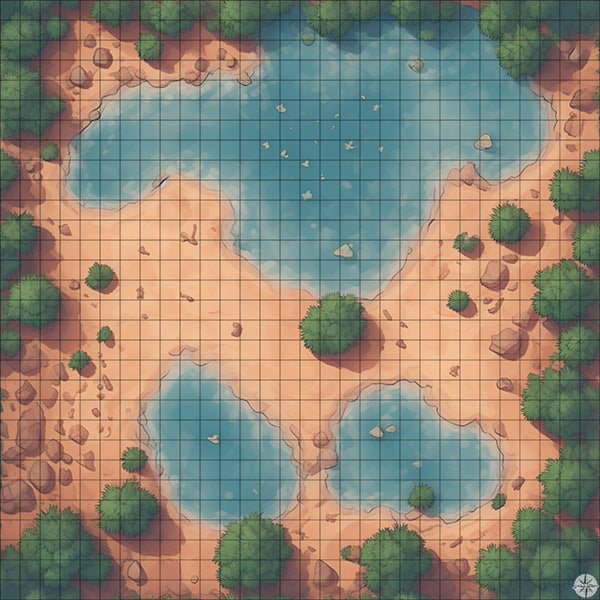 Desert Pools with Trees Battlemap - TTRPG Map For D&D and Roll20 ...