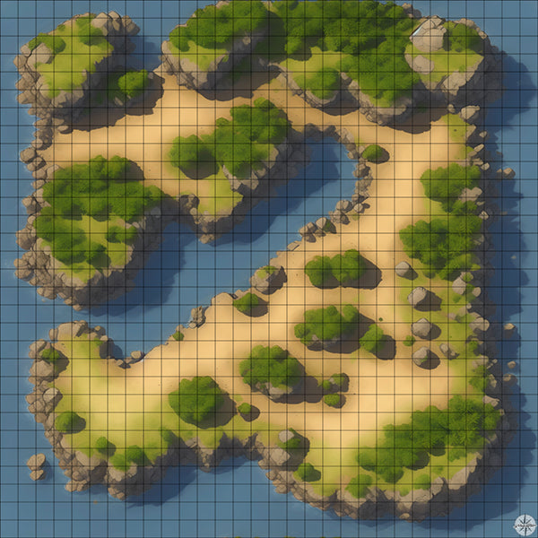 Grassy Island with Inlet Battlemap - TTRPG Map For D&D and Roll20 ...