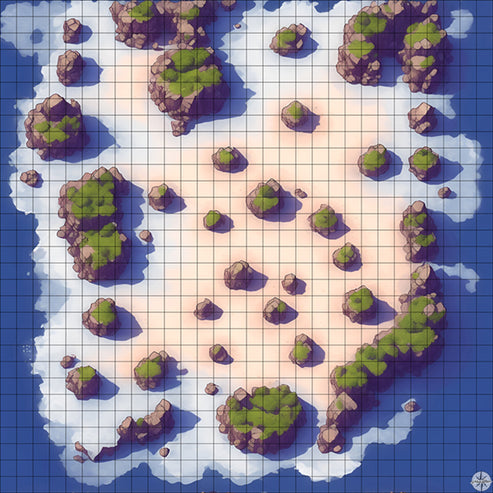 Shallow Island Battlemap - TTRPG Map For D&D and Roll20 – Mistcharter Maps