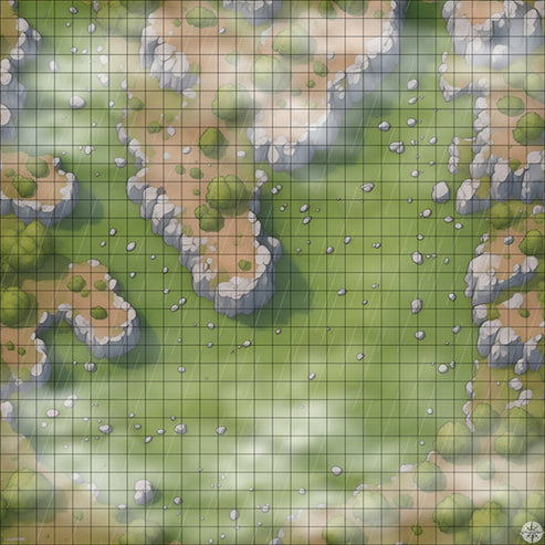 Grassy Clearing with Rocks Cliffs & Trees Battlemap - TTRPG Map For D&D ...