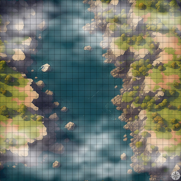 River Mouth with Cliffs Battlemap - TTRPG Map For D&D and Roll20 ...