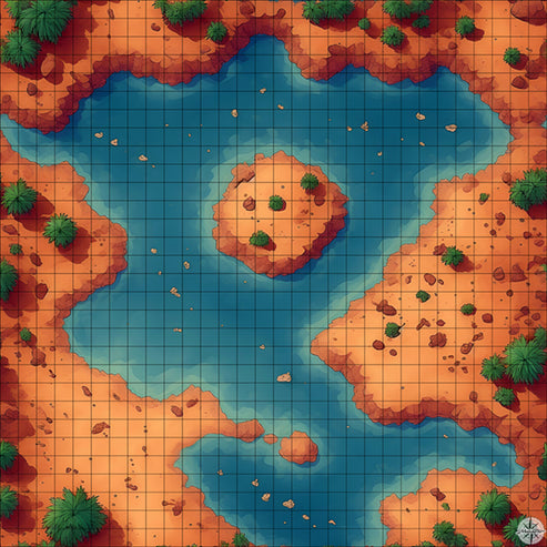Desert Oasis with Small Island Battlemap - TTRPG Map For D&D and Roll20 ...