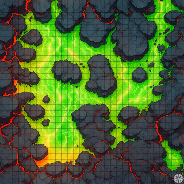 Green Lava Lake with Islands Battlemap - TTRPG Map For D&D and Roll20 ...