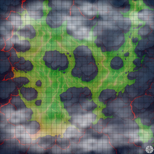 Green Lava Lake with Islands Battlemap - TTRPG Map For D&D and Roll20 ...