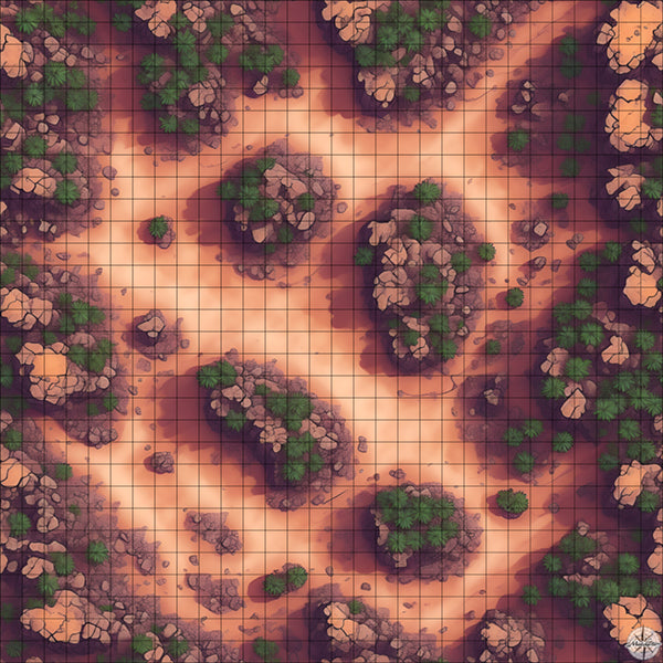 Rocky Desert Plateau with Palm Trees Battlemap - TTRPG Map For D&D and ...
