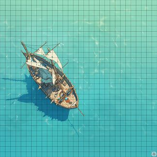 Ship at Sea Battlemap - TTRPG Map For D&D and Roll20 – Mistcharter Maps