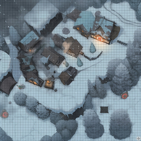 Winter Village Battlemap - TTRPG Map For D&D and Roll20 – Mistcharter Maps