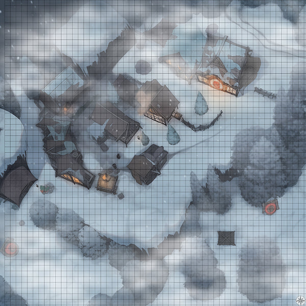 Winter Village Battlemap - TTRPG Map For D&D and Roll20 – Mistcharter Maps