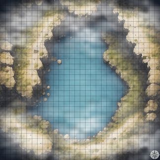 Cave With Lake Battlemap - TTRPG Map For D&D and Roll20 | Mistcharter Maps