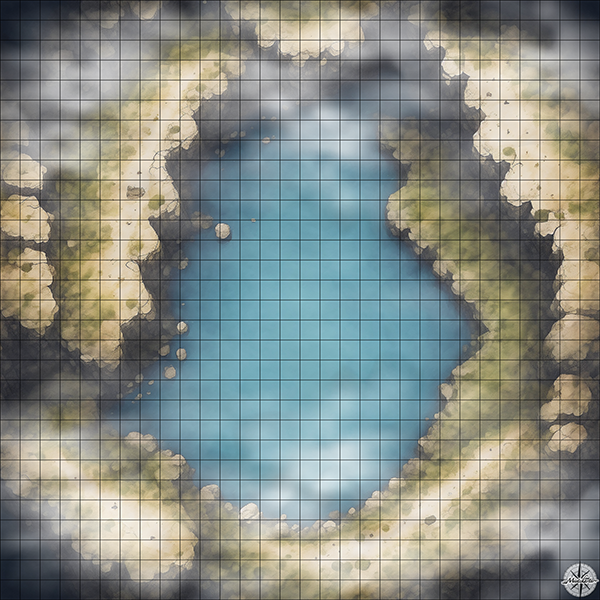 Cave With Lake Battlemap - TTRPG Map For D&D and Roll20 | Mistcharter Maps