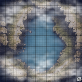 Cave With Lake Battlemap - TTRPG Map For D&D and Roll20 | Mistcharter Maps