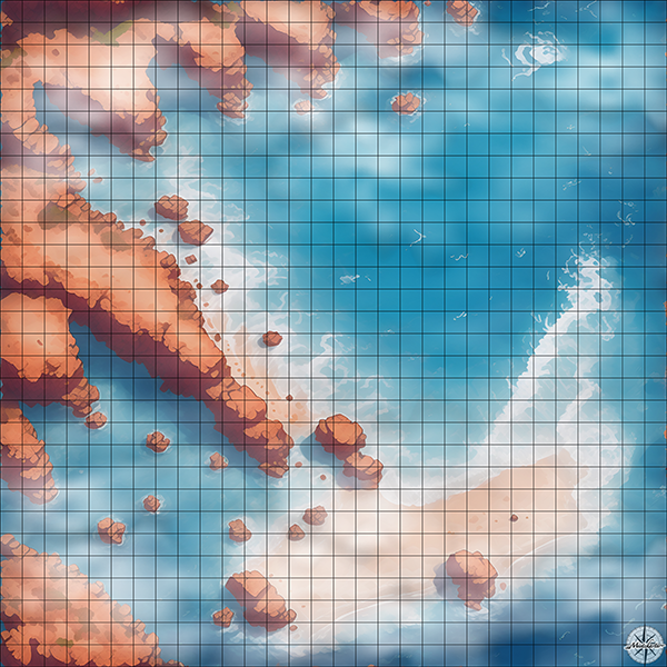 Coastal Arena Battlemap - TTRPG Map For D&D and Roll20 | Mistcharter Maps