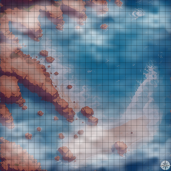 Coastal Arena Battlemap - TTRPG Map For D&D and Roll20 | Mistcharter Maps