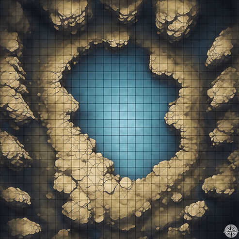 Dark Craggy Cave With Lake Battlemap - TTRPG Map For D&D and Roll20 ...