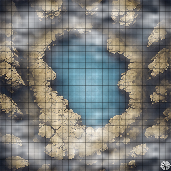 Dark Craggy Cave With Lake Battlemap - TTRPG Map For D&D and Roll20 ...