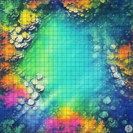 Deep Sea Arena With Rainbow Coral Battlemap - TTRPG Map For D&D and ...