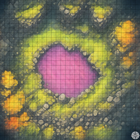 Fey Forest With Acid Lake Battlemap - TTRPG Map For D&D and Roll20 | Mistcharter Maps