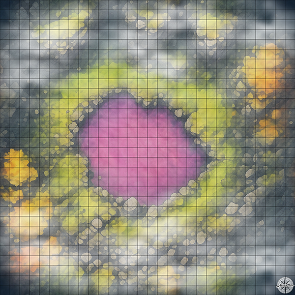 Fey Forest With Acid Lake Battlemap - TTRPG Map For D&D and Roll20 | Mistcharter Maps